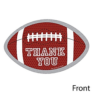 Big Dot of Happiness End Zone - Football - Shaped - Baby Shower or Birthday Party Thank You Note Cards with Envelopes - Set of 12
