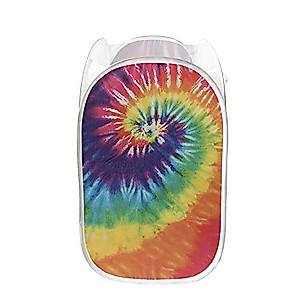 Howilath Tie-Dye Rainbow Nursery Storage,Baby Hamper, Large Laundry Basket for Kids Room,Toy,Home Decor,Nursery Hamper - L