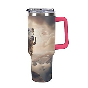 Aries 40 Oz Car Cup Stainless Steel Travel Mug Leak-Proof Insulated Tumbler with Handle Light Rose Red-style