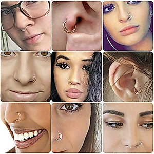 NZDLM Moon Nose Ring Hoop 20g Surgical Steel Nose Rings Septum Nose Ring Body Piercing Jewelry for Women (A-3PCS)