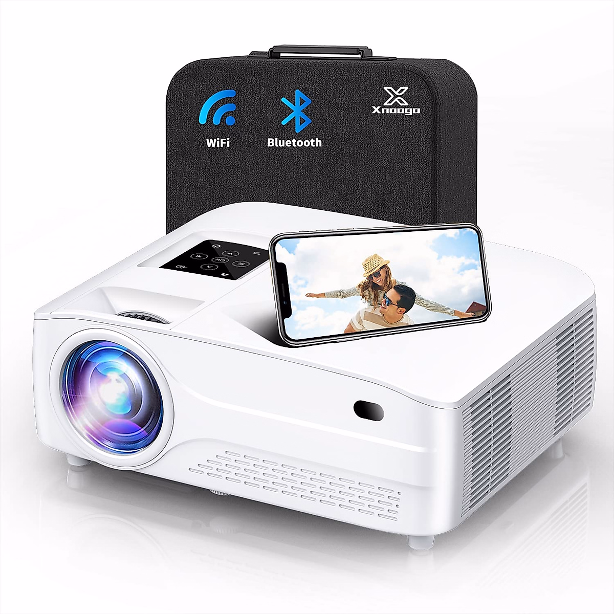 4K Projector with WiFi and Bluetooth,XNoogo 900 ANSI Outdoor Projector with 450" Display,4k Movie Projector Support 50% Zoom,Dolby Audio,Native 1080P Projectors Compatible w/TV Stick/Phone/PC/Laptop