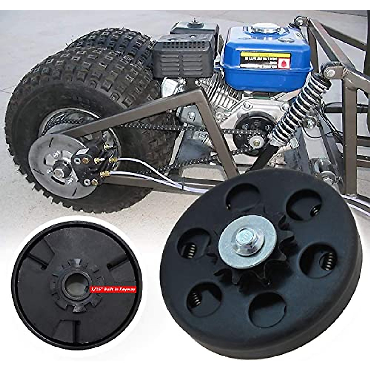 FDJ Centrifugal Clutch 3/4 10 Tooth 212cc Predator Engine Go Kart Clutch with Bolt and Washer Kit