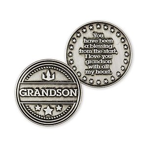 Grandson Love Expression Coin, Pocket Keepsake Gifts of Appreciation for Boys from Grandparents, Birthday & Special Occasion Distance Gifts, Tokens of Appreciation for Family