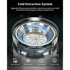 1100W 6-SPEED Digital Screen Centrifugal Juicer Machines Vegetable and Fruit, Healnitor Juice Extractor with 3.5" Big Wide Chute, Easy Clean, Anti-Drip Function, BPA-Free, Silver