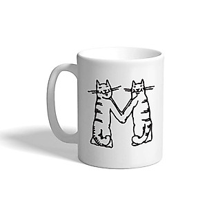 M Cats Initial Monogram Personalized Letter M Ceramic Mug Coffe Cup 11 oz