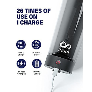 INSPI Blender Bottles, Electric Protein Shaker Bottle 28 oz Made with Tritan, USB Rechargeable Mixer Cup with BPA Free for Milk Coffee Shakes, Black