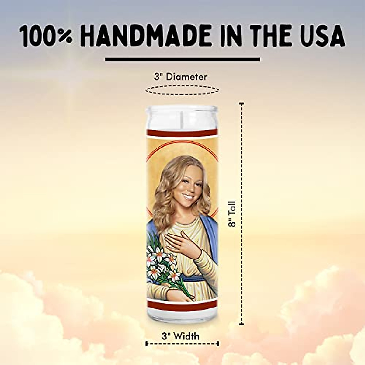 Celebrity Prayer Candle - Funny Saint Candle - 8 inch Glass Prayer Votive - 100% Handmade in USA - Novelty Celebrity Gift