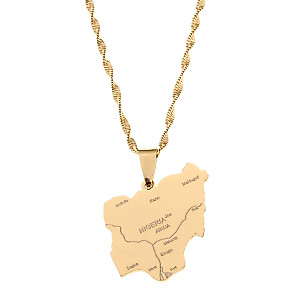 Stainless Steel Nigeria Map Pendant Necklaces Country Maps Africa Nigerians Maps Jewelry