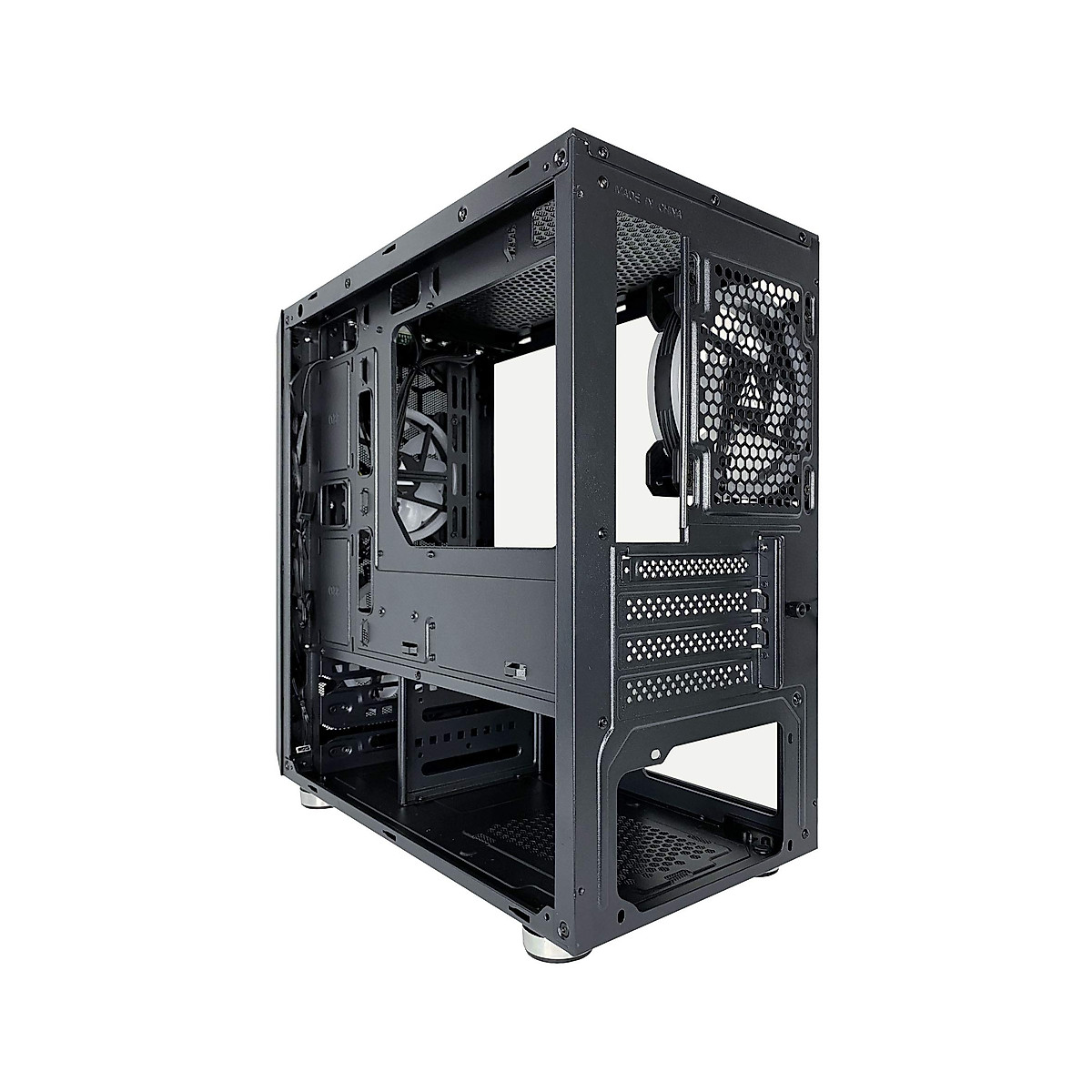 Apevia PRODIGY-BK Micro-ATX Gaming Case with 1 x Tempered Glass Panel, Top USB3.0/USB2.0/Audio Ports, 3 x RGB Fans, Black Frame