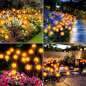 Inscrok Halloween Decorations Outdoor Solar Garden Lights, 5Pack 40LED Swaying Firefly Lights Halloween Pumpkin Lights, Waterproof Solar Halloween Path Lights for Yard/Garden/Lawn/Party Decor