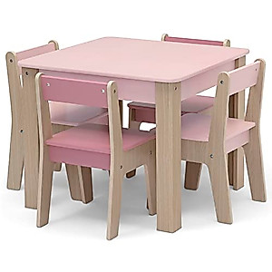 GAP GapKids Table and 4 Chair Set - Greenguard Gold Certified, Blush/Natural