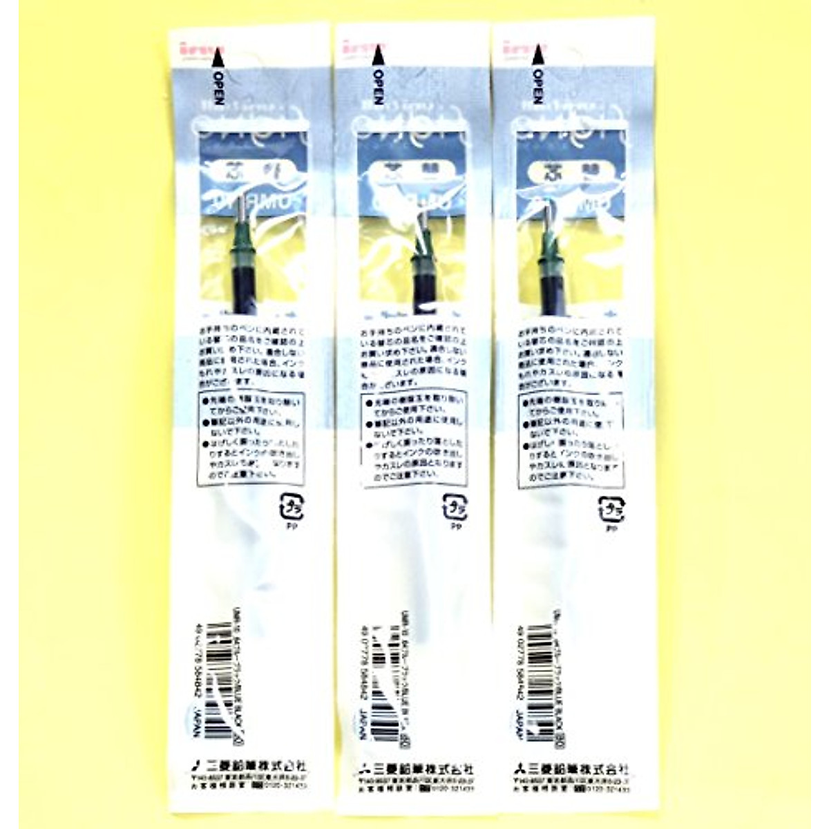 Uni-Ball Signo Broad Point Gel Impact Pen Blue Black Ink (UM153.64), 3 pens + Refill (UMR10.64)×3 Packs/total 3 Refills Set (Japan Import) [Komainu-Dou Original Package]