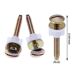 Solid Brass Toilet Bolts Screws Set Heavy Duty Bolts with Plastic Nuts and Washers, 3/10-Inch by 2-3/4-Inch(2 Pack)