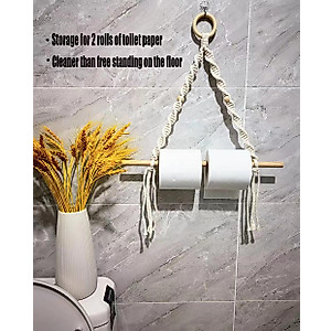 Boho Paper Towel Holder - Macrame Paper Towel Hanging for Kitchen Bathroom