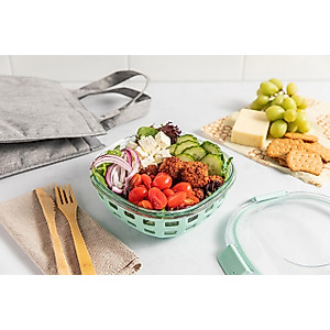 Ello DuraGlass Food Storage Glass Lunch Bowl - Meal Prep Container with Silicone Sleeve and Airtight Lid, 5 Cup, Yucca
