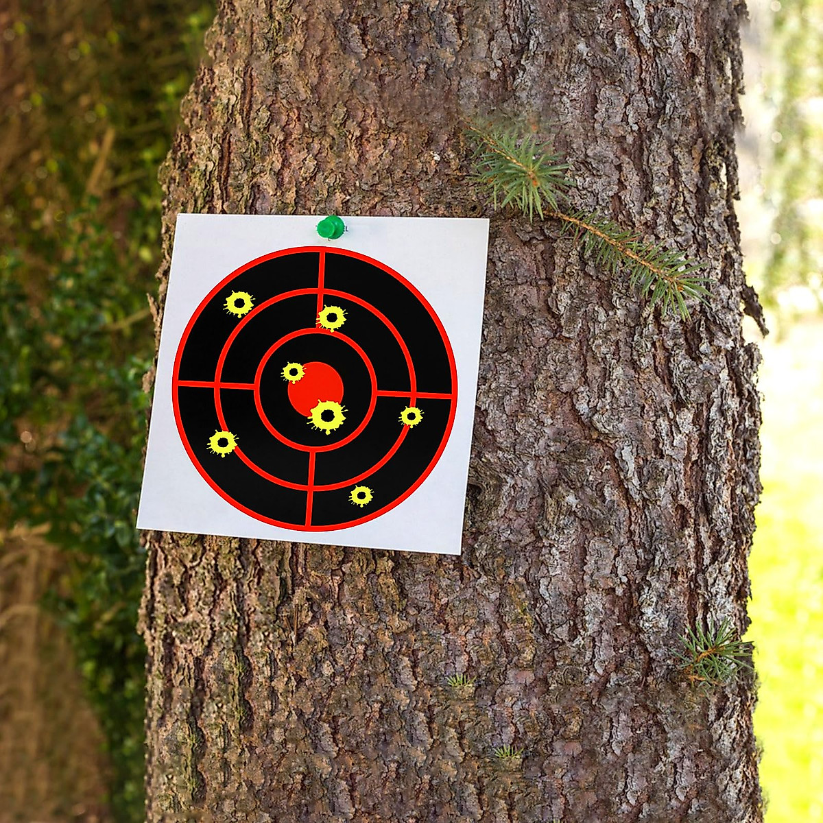 DECYOOL Shooting Targets, 3 Inch Splatter Paper Targets Self Adhesive Targets Stickers, Round Fluorescent Yellow Reactive Targets for Pistol, Rifle, BB Gun, Airsoft Shooting Outdoor and Indoor