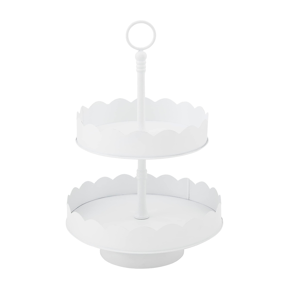 Mud Pie Scalloped Tiered Server, 18" x 11.25" dia, White