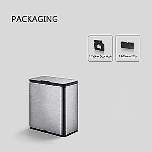 ELPHECO Kitchen Compost Bin, 2 Gallon Brushed Stainless Steel Hanging Trash Can, Kitchen Cabinet Door Under Sink Garbage Can Compost Bin Wall Mounted Slide Open, Upgraded Packaging
