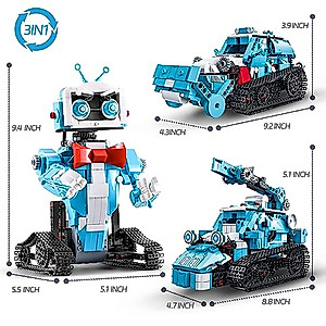 STEM Robot Building Toys for Kids Compatible with Lego Sets 3in1 Remote & APP Controlled Robot Building Kit Engineering Learning Educational Rechargeable Robot Toy Gifts for Boys Girls (726 Pcs)