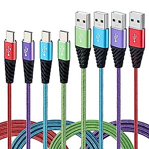 Aurnoet USB C Cable 4pack 6ft Type C Charger Nylon Braided USB C Charger Cord Fast Charging Cable for Samsung Galaxy S21 S20 S10 Plus Note 10 LG Google Pixel Moto etc