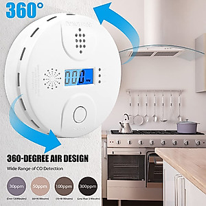 Carbon Monoxide Detector,CO Alarm Detector with Digital Display and Sound Alarm for Home 2pcs