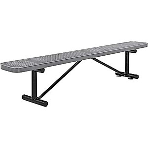 Global Industrial 96" Perforated Metal Outdoor Flat Bench, Gray