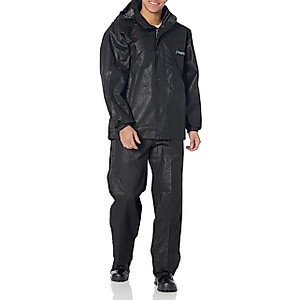 FROGG TOGGS Men's Standard Classic All-Sport Waterproof Breathable Rain Suit, Black Jacket/Black Pants, Medium