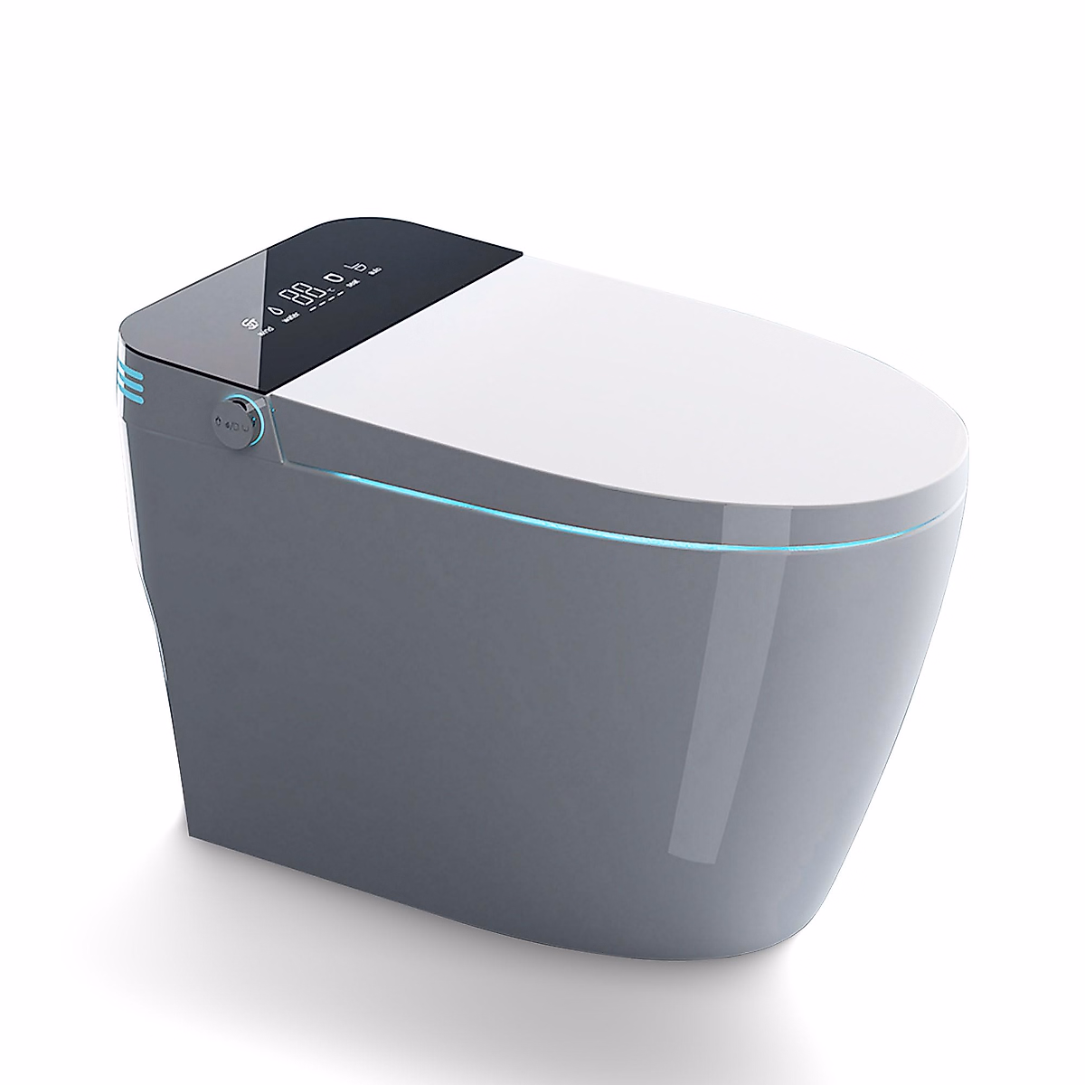 ITENGHUA Smart Toilet for bathrooms, smart bidet Auto Open/Close Lid, with Bidet Built In,Auto Dual Flush, heated toilet seat,Foot Kick Flush White