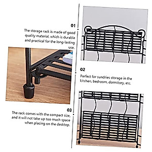 VOSAREA 1pc Black Office Shelf Metal Sheet Sundries Holder Storage Racks Toiletry Holder Rack