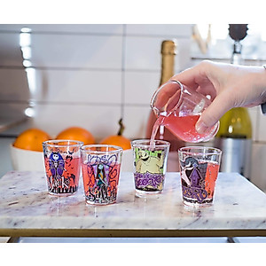 Silver Buffalo Disney Nightmare Before Christmas Character Portraits 4-Piece Mini Glass Set, 1.5 Ounces