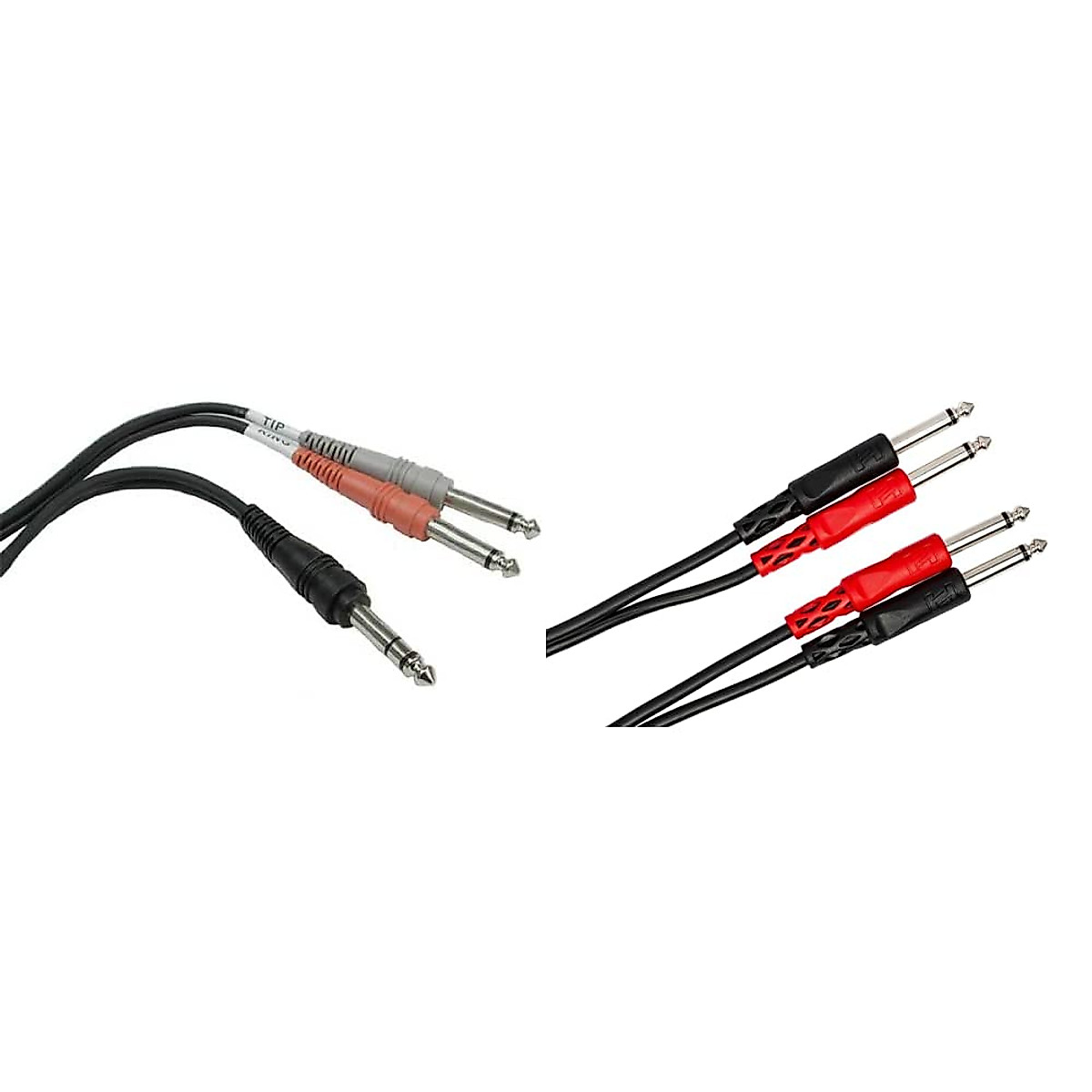 HOSA STP-203 1/4" TRS to Dual 1/4" TS Insert Cable, 3 Meters & CPP-202 Dual 1/4" TS to Dual 1/4" TS Stereo Interconnect Cable, 2 Meters
