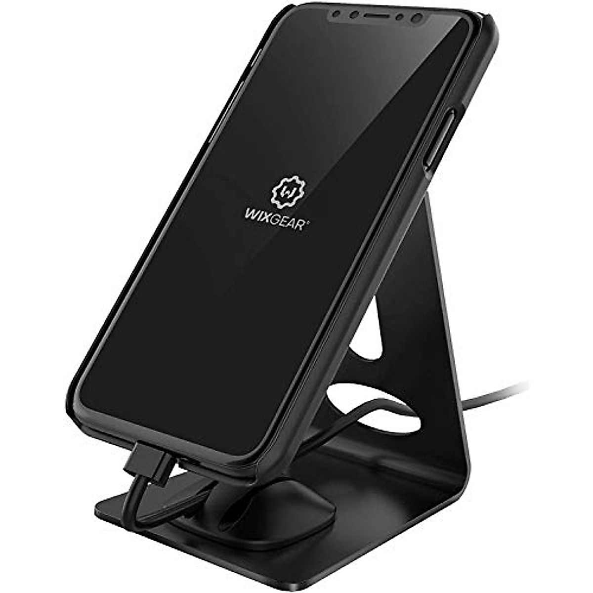 WixGear Cell Magnetic Phone Stand, Premium Phone Holder for iPhones, Android Smartphones & Mini Tablets –Sturdy Metal Phone Stand for Desk with Smart Cord Holder, Magnetic Cell Phone Mount