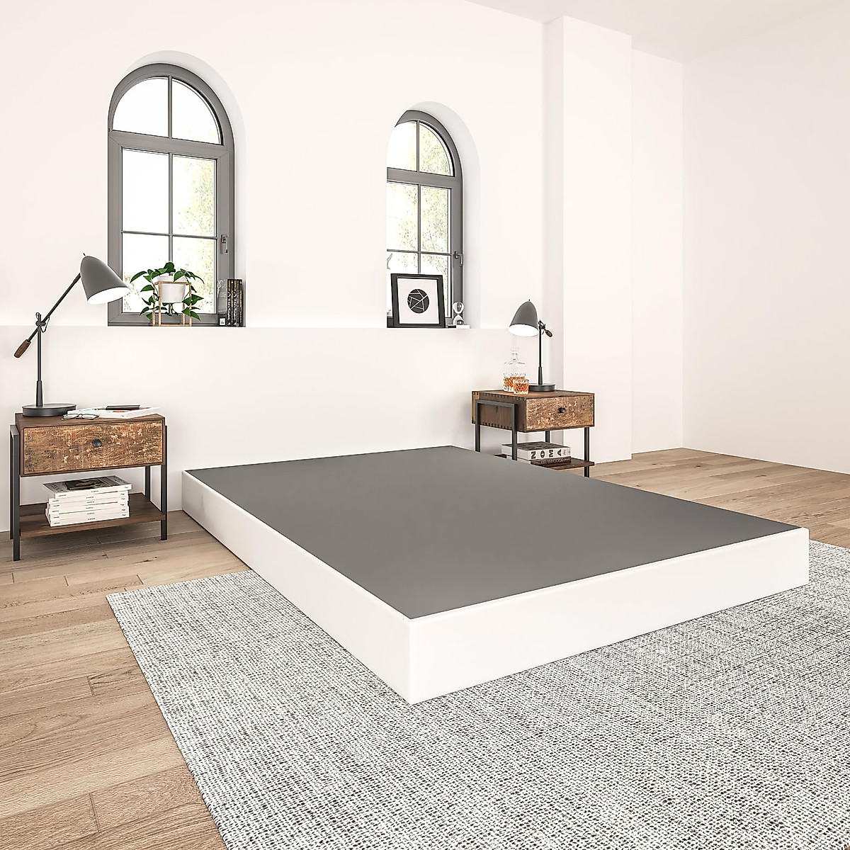 Vitverve Box Spring King, 7 Inch High Metal King Size Box Spring Only, Heavy Duty Mattress Foundation with Fabric Cover, Easy Assembly, Quiet Noise Free, Non Slip, Black