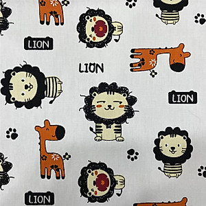 Lion Fat Quarters Fabric Bundles for Sewing Baby Boy Animal Fabric Cute Patterns Quilting Fabric for Kids 18" x 22" (6Pcs) SZRUIZFZ