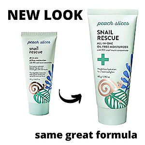 Peach Slices | Snail Rescue All-in-One Oil Free Face Moisturizer | 95% Snail Mucin | Lightweight, Long-Lasting Hydration | Silicone-Free | Face Cream | Skin Care | Clean & Cruelty-Free | 2.82 oz