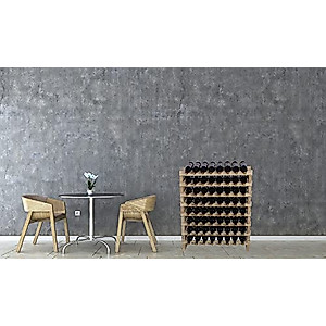 DisplayGifts Pine Thick Wood Stackable Storage Stand Display Shelves Wine Rack Wobble-Free Natural Wood 64 Bottle Capacity 8 X 8 Rows