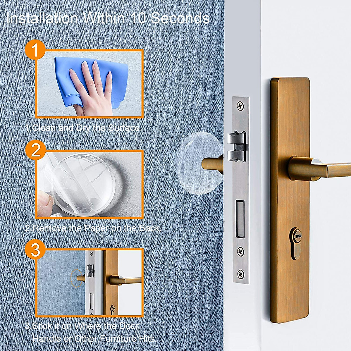 4 Pieces Wall Door Handle Stopper 2" Clear Rubber Door Knob Round Wall Shield Cushion Quiet Wall Protector for Door Handle Guard Door Bumper Wall Protector Silencer Self Adhesive