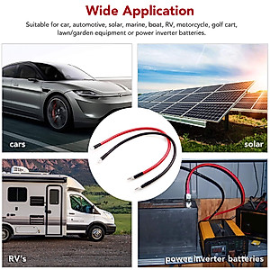 LotFancy 6 AWG Wire, 6 Guage 20inch Red + 20inch Black Tinned Copper Battery Cables with 3/8" Lugs for Automotive Marine Solar ATV RV Mower Motorcycle