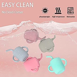 Silicone Sippy Cups for Baby 6 Months, Sippy Cup with Straw for Baby 6-12 Months, Toddler Training Sippy Cups 1-3 Years, No Spill Straw Cup for Baby Toddler Infant, 6oz/180ml (Blue)