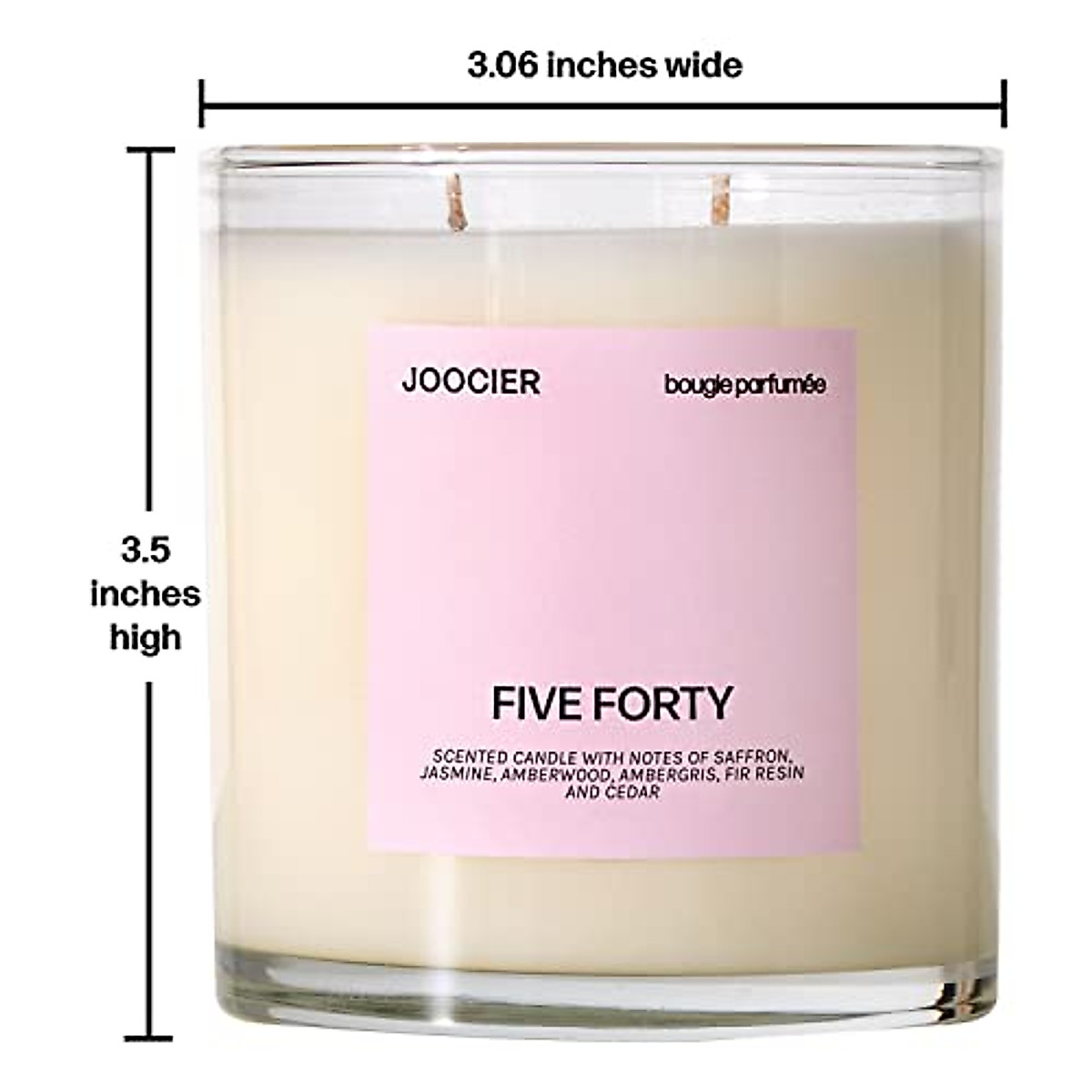 JOOCIER | Five Forty Candle-Saffron, Jasmine, Amberwood | Baccarat Rouge 540 Fragrance Inspired Candle 10 oz 70+ Hour Burn time Double Wick Luxury Home Fragrance Scented Candle Home décor Non Toxic