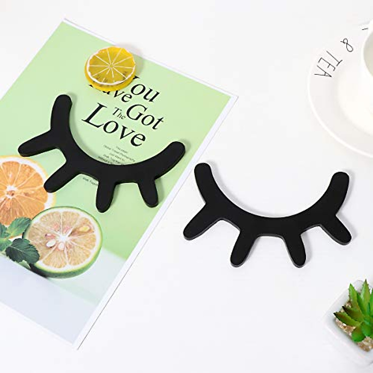 Sleepy Eyes Wall Decor, Eyelash Wall Decoration Wooden Eyelash Wall Stickers Wooden Decal Props for Christmas Decor Nursery Baby Room Kids' Bedroom Wall Art (Black)