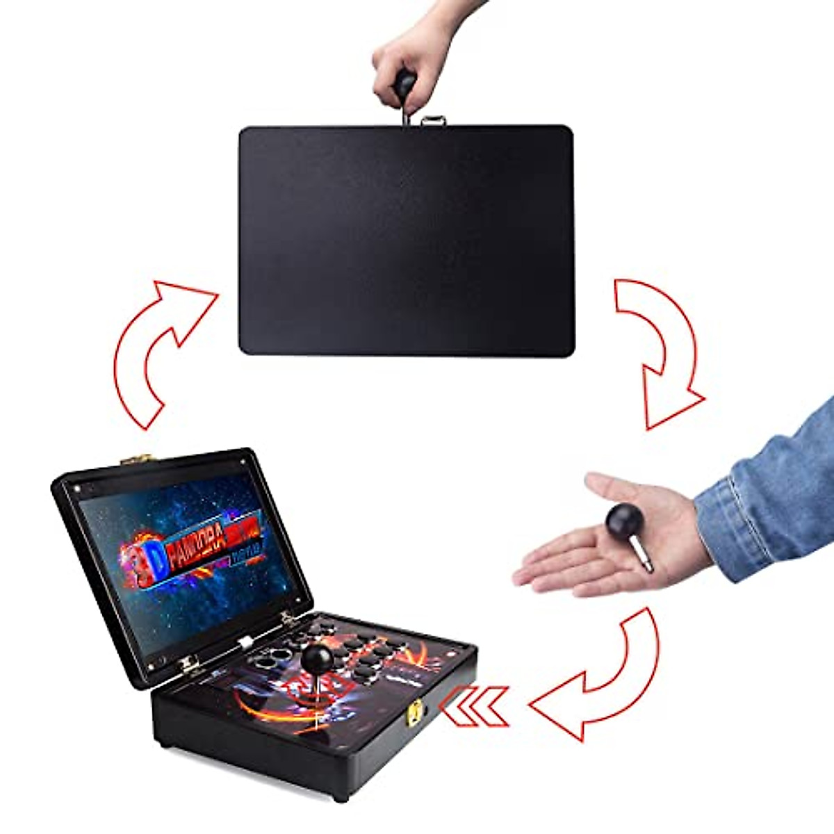 Pandora Plus Handheld Retro Game Console 13000 Games, 14-inch IPS Screen Portable Arcade Rechargeable Games Emulators for Kids and Adults (UK Plug)