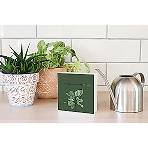 Green Fiddle Leaf Fig Tree, JoyRide Home Decor Wood Block Sign, 5"x5" Freestanding, Shelf or Wall Displayed, Artist Designed Home Décor.