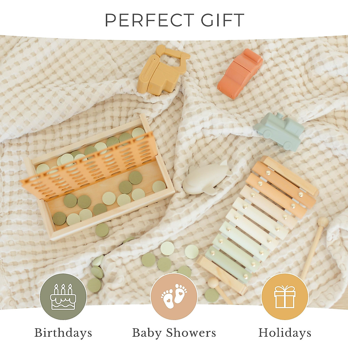 Brooklyn Neutral Xylophone, Montessori Musical Toy for Toddlers and Young Kids with a Modern Boho Aesthetic, Perfect in a Nursery, Playroom or as a Gender Neutral Baby and Birthday Gift