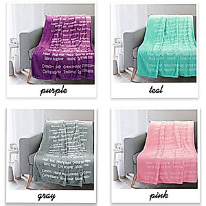 Healing Thoughts Throw Blanket | Positive Energy | Compassion | Warm Hugs| Inspirational Blanket | Get Well Gifts for Women | Comfort Chemo Blanket | Breast Cancer Gifts for Women | 50" x 60" Grey