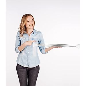 Deluxe Stainless Steel Sliding Door Guard Adjustable 23–40 inches w/White Caps - Feel Safe at Home with This Adjustable Home Security Bar 1" Dia. (1)