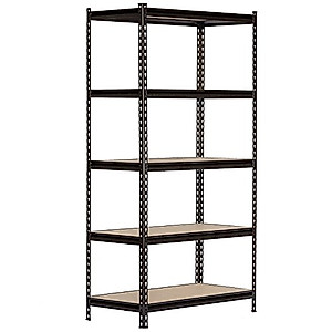 King’s Rack 5-Tier Black Steel Storage Rack Boltless Shelving Tier Height Adjustable 30" W x 12" D x 60" H