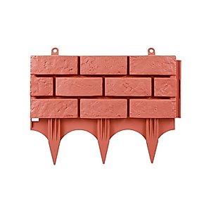 DNIEBW Garden Lawn Edging Set 6PCS Garden Border Edging Plastic Fence Plant Border Imitation Stone Brick for DIY Decorative Walkways Flower Bed & Grass Garden Border Edging - Red