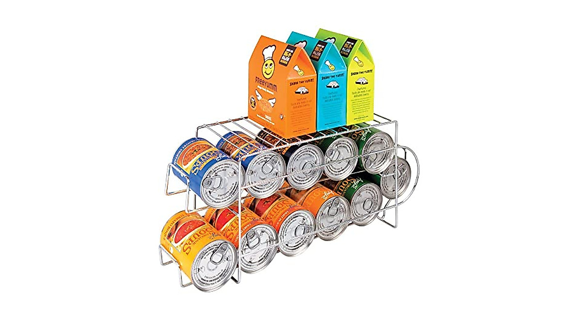 mDesign 2-Tier Can Dispenser Rack - Space-Saving Storage