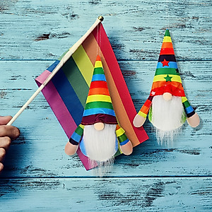 Skylety 6 Pieces Rainbow Gnome Pride Santa Ornament Plush Decorations Gnomes Santa Elf Table Ornaments Hanging Decorations Home Party Decor